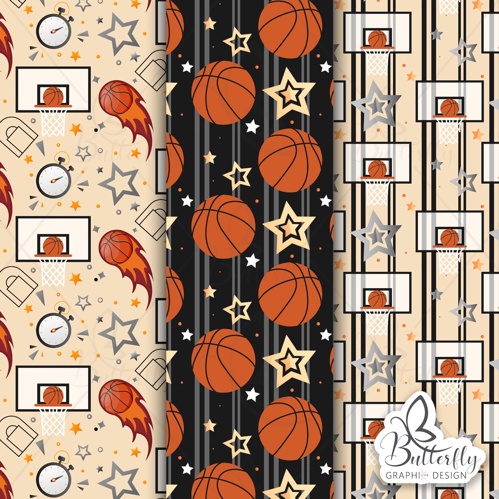 Basketball Digital Paper, Scrapbook Basketball - Etsy