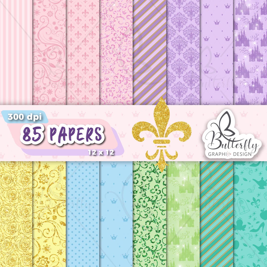 Princess Digital Paper, Scrapbook Princess - Etsy