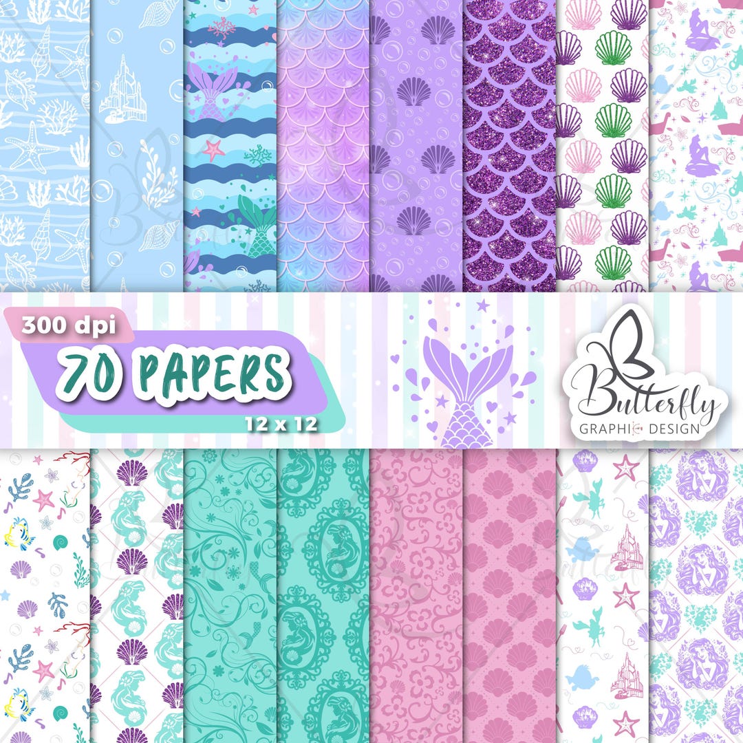 Little Princess Digital Paper, Mermaid Scrapbook Princess, Seamless ...