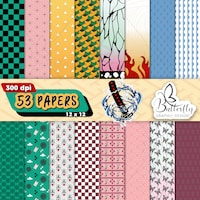 Downloadable Anime-inspired, Digital Paper, Printable, Geometric ...