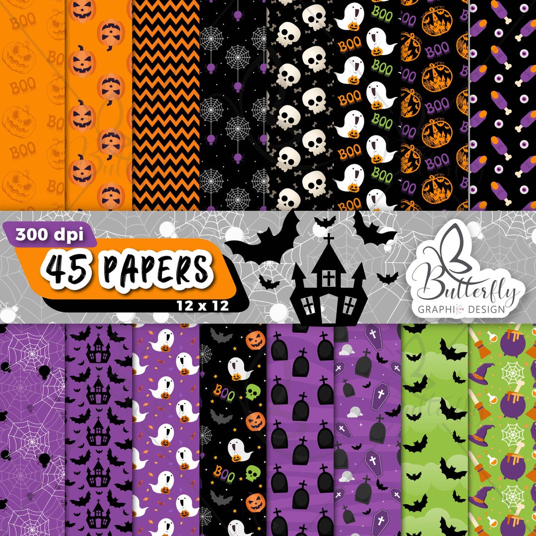 Halloween Digital Paper, Scrapbook Halloween - Etsy