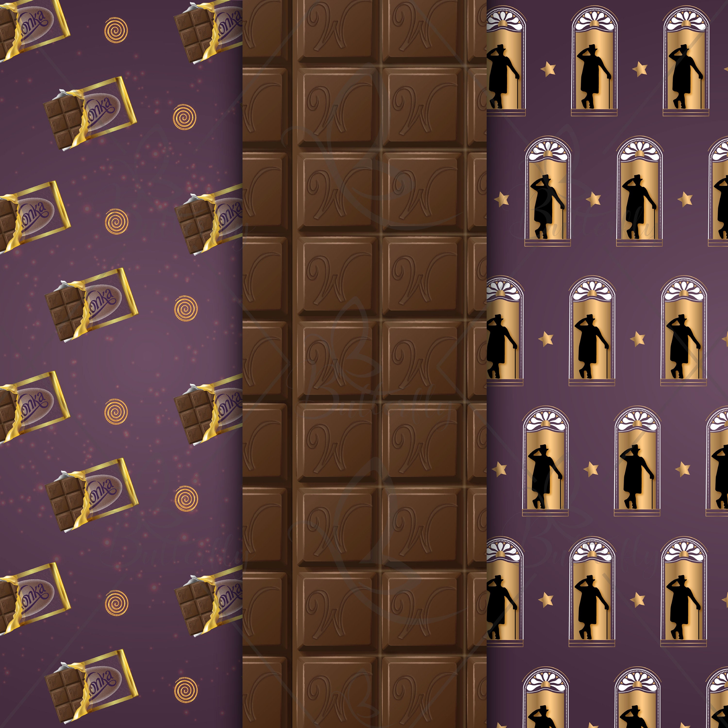 Chocolate Factory Digital Papers, Scrapbook, Wallpaper - Etsy