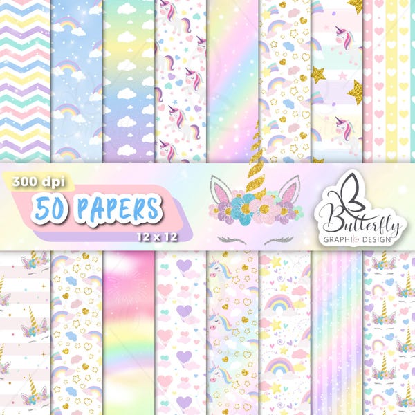 Unicorn Digital Paper - Etsy