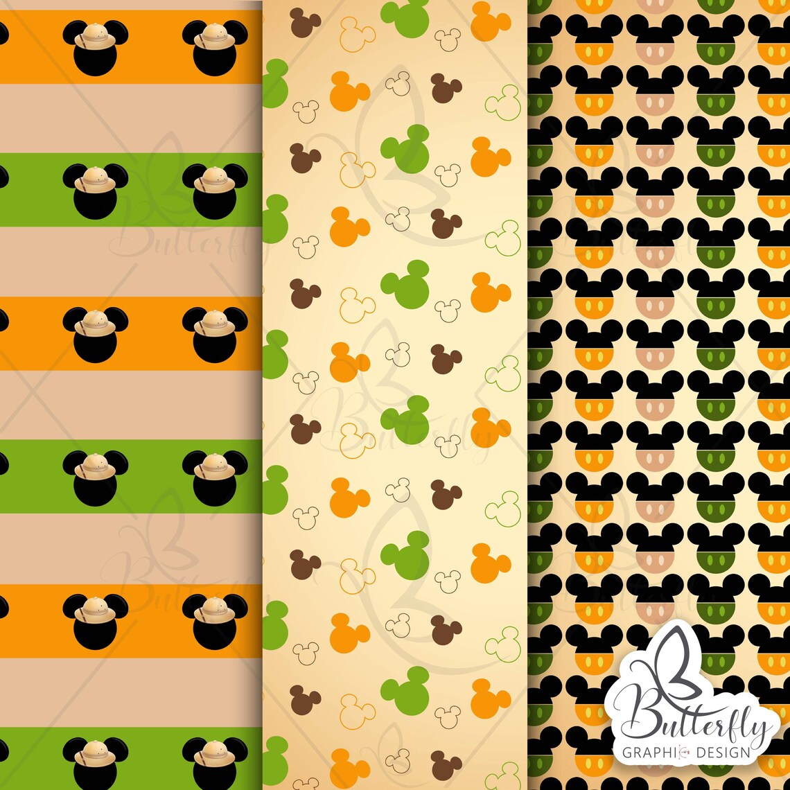 Mouse Safari Digital Paper, Scrapbook Safari, Animal Kingdom Paper - Etsy