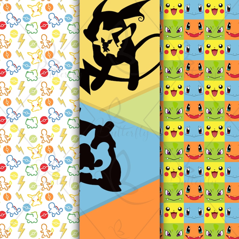 Pokeanime Digital Paper - Etsy