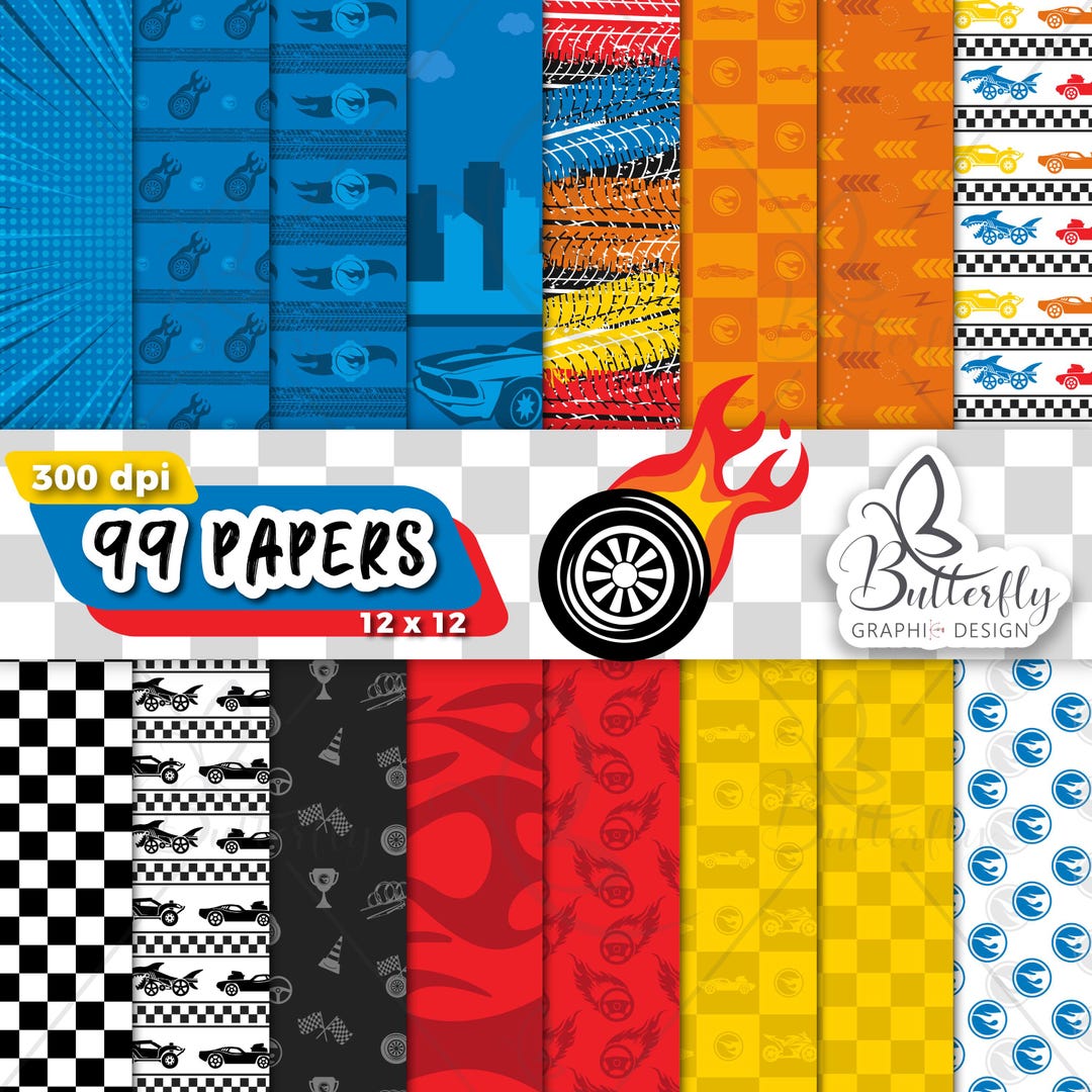 Race Digital Paper, Scrapbook - Etsy
