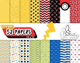 Pokemon Seamless Pattern, Pokeball Seamless Pattern, Cartoon Seamless ...