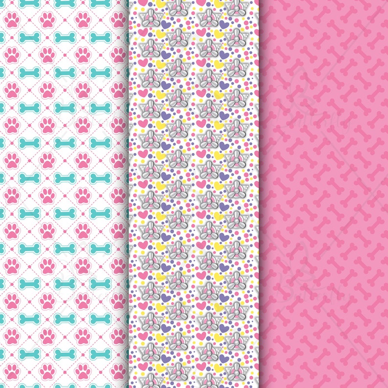 Paw Girls Digital Paper, Scrapbook, Wallpaper, Pattern - Etsy