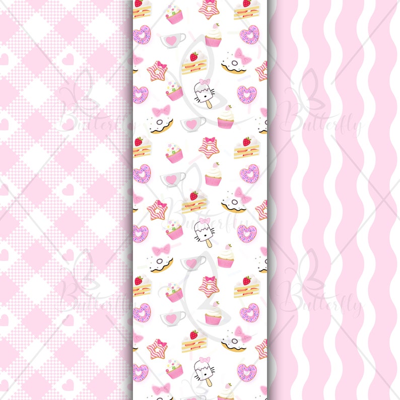 Kawaii Kitty Digital Paper, Scrapbook Cat - Etsy