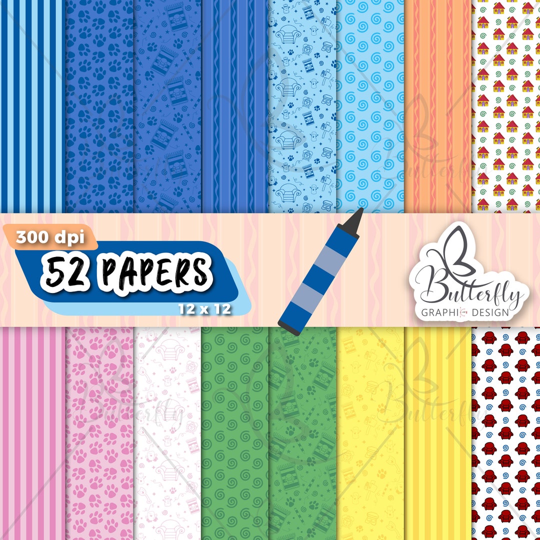 Clues Dog Digital Paper, Scrapbook Blue Dog, Wallpaper - Etsy