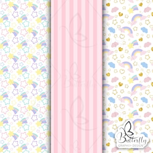 Unicorn Digital Paper, Scrapbook Rainbow - Etsy