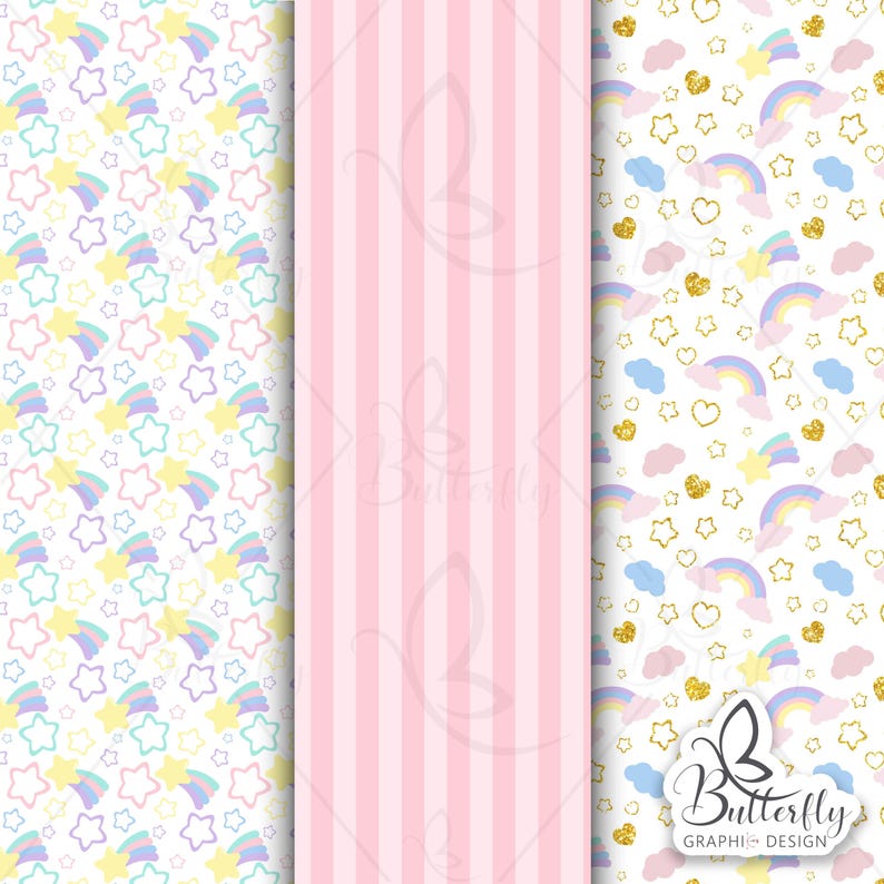 Unicorn Digital Paper, Scrapbook Rainbow - Etsy