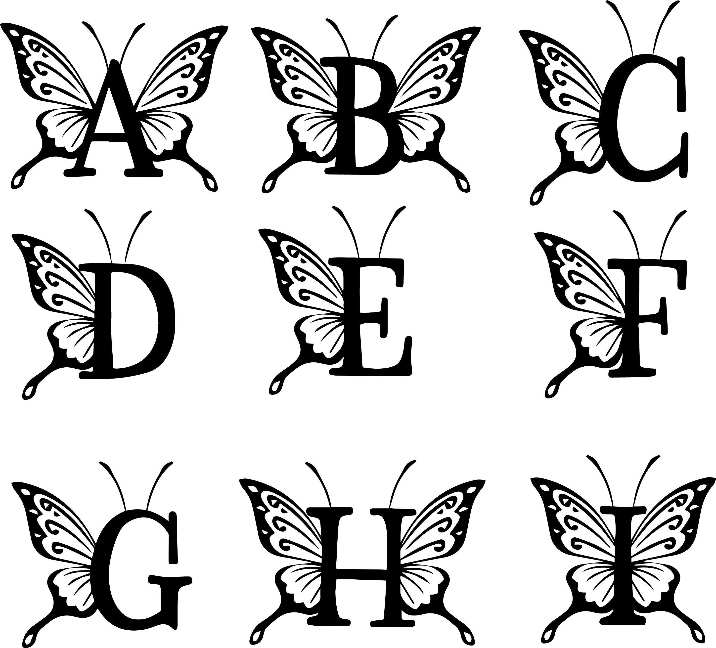 Butterfly Monogram Alphabet Svg, PNG, Monogram Frame Alphabet, Cut File ...