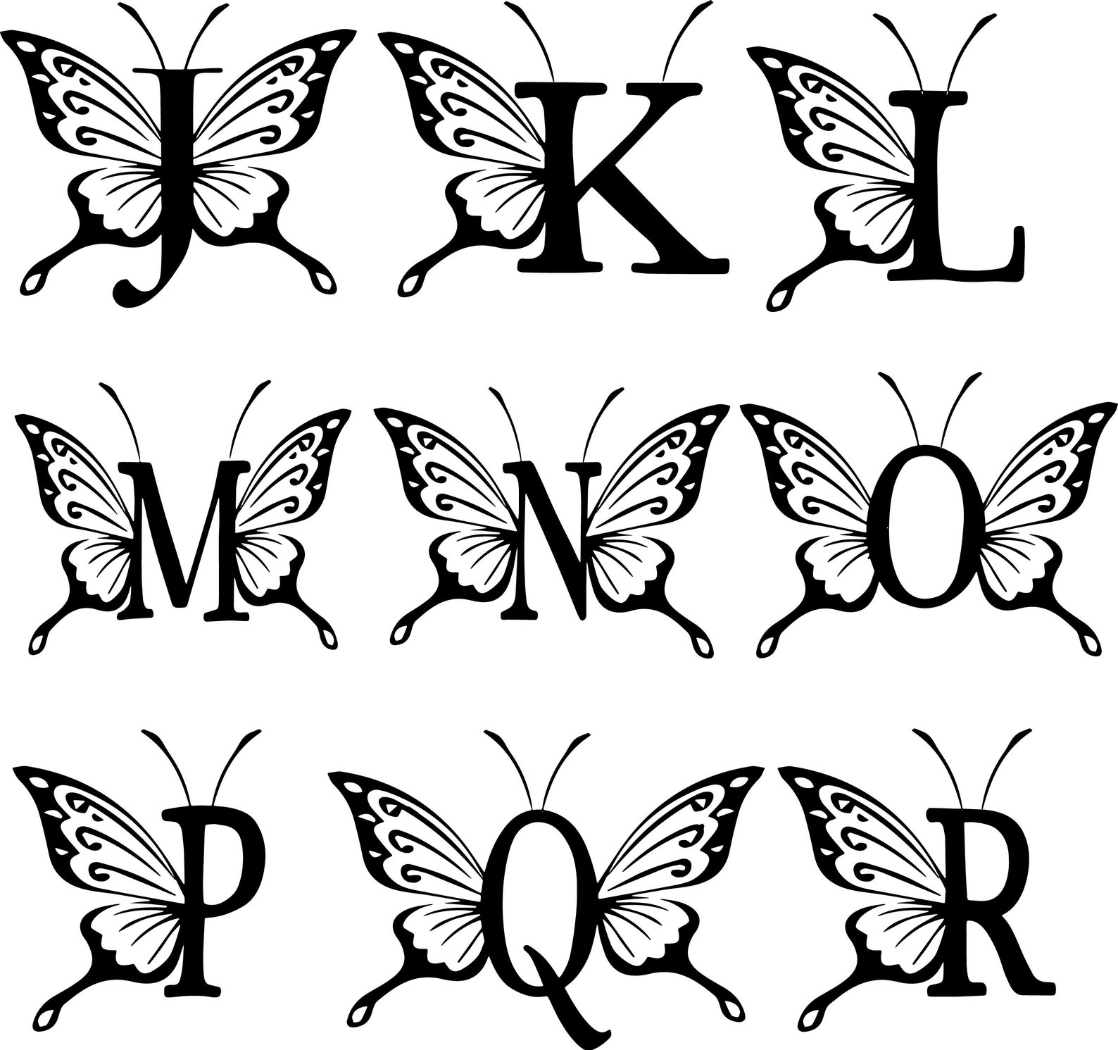 Butterfly Monogram Alphabet Svg, PNG, Monogram Frame Alphabet, Cut File ...