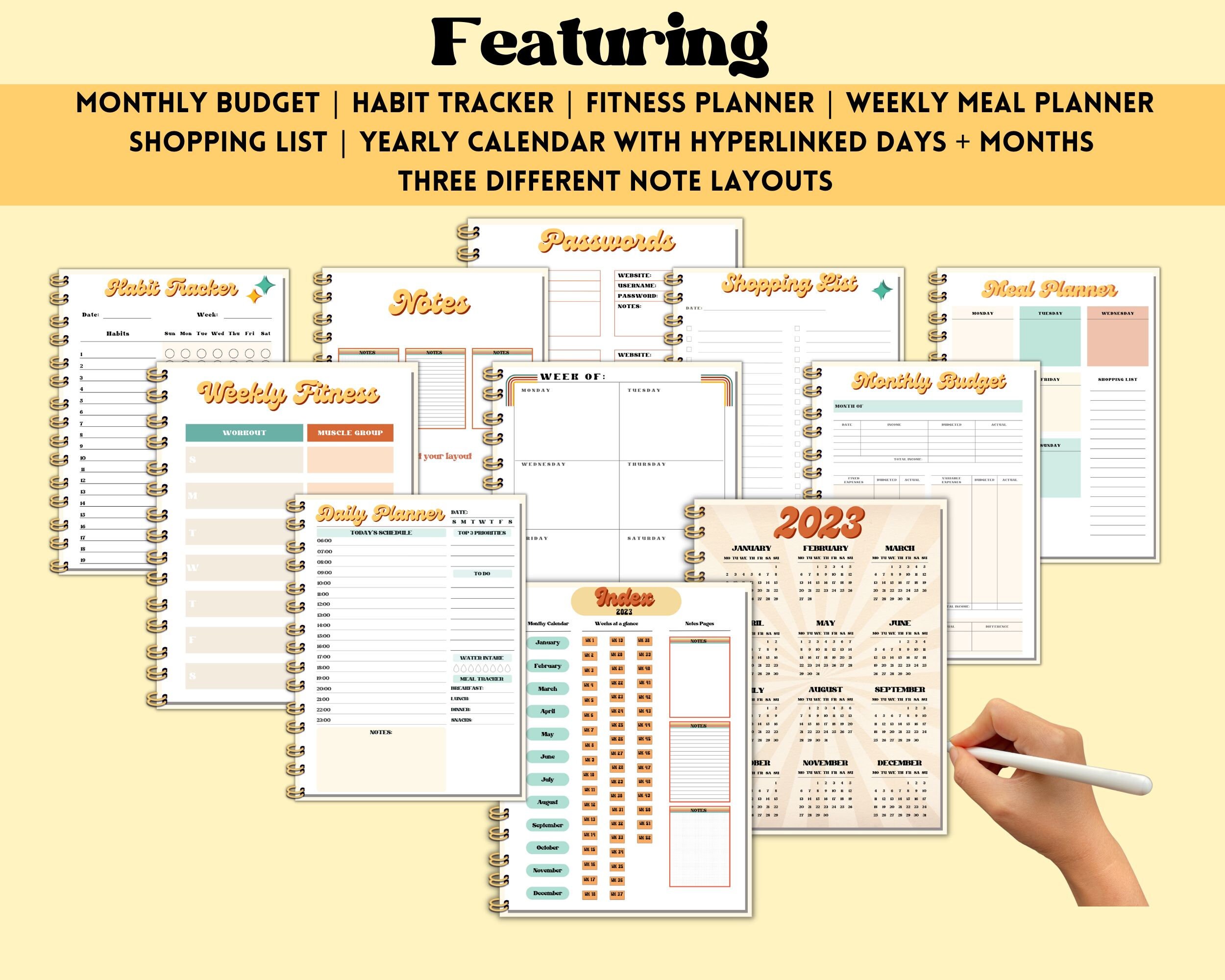 Retro Digital Planner, 2023 2024 Fully Hyperlinked Digital Planner ...