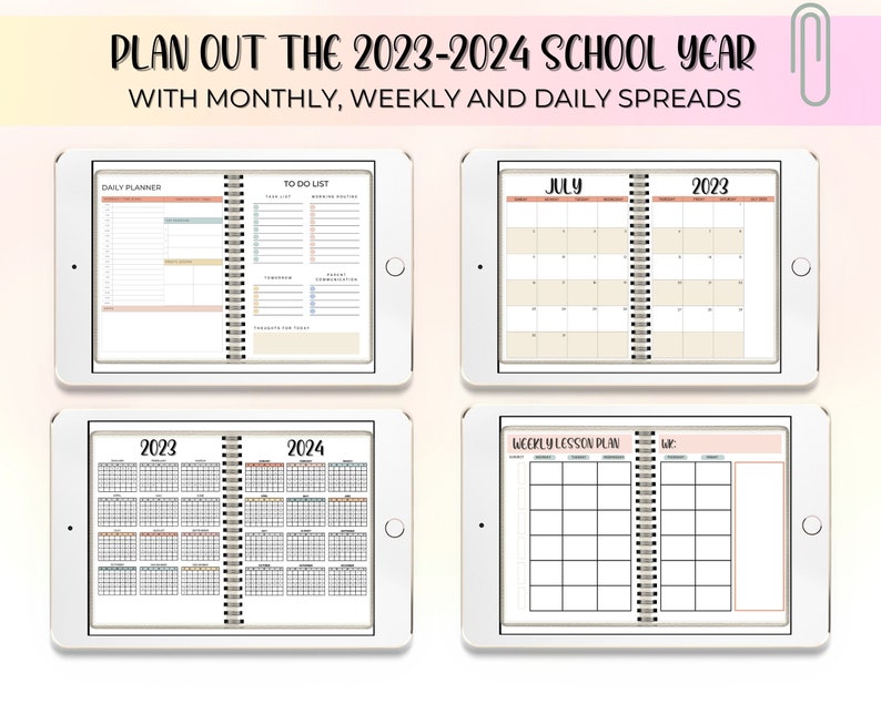Digital Teacher Planner, 2023 & 2024 Teacher Planner, Lesson Plan ...