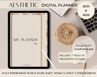 Retro Digital Planner, 2023 2024 Fully Hyperlinked Digital Planner ...