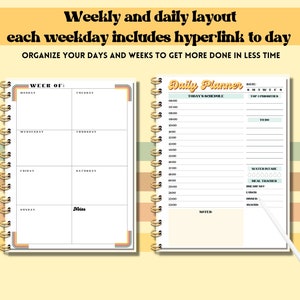 Retro Digital Planner, 2023 2024 Fully Hyperlinked Digital Planner ...