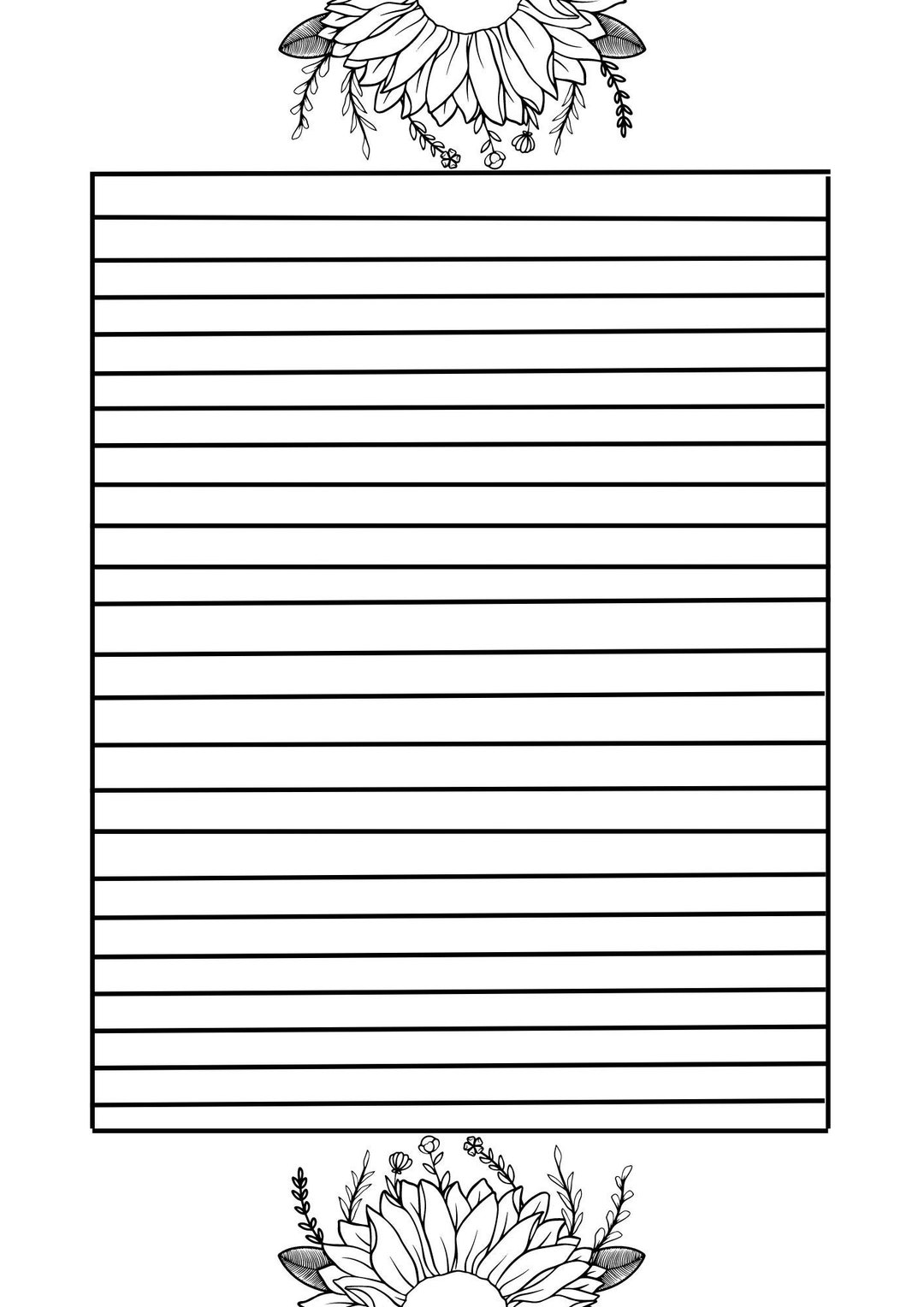 Sunflower Note Page Printable - Etsy