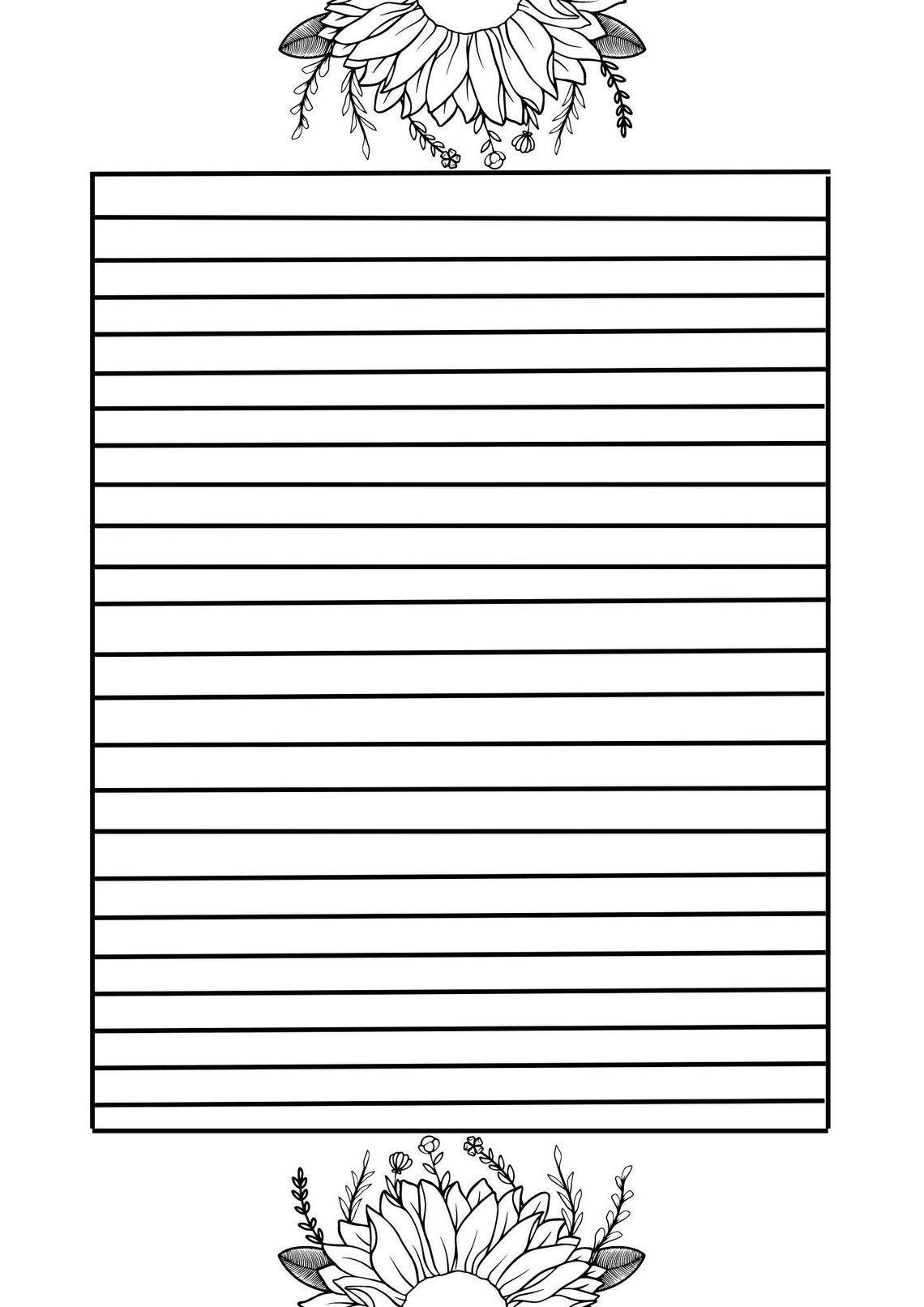 Sunflower Note Page Printable - Etsy