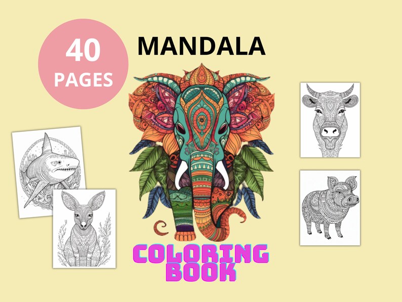 Animal Mandala, Coloring Book - Etsy