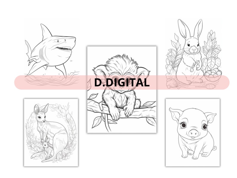 Animal Coloring Book, Coloring Pages for Kids and Adult, Animals for ...