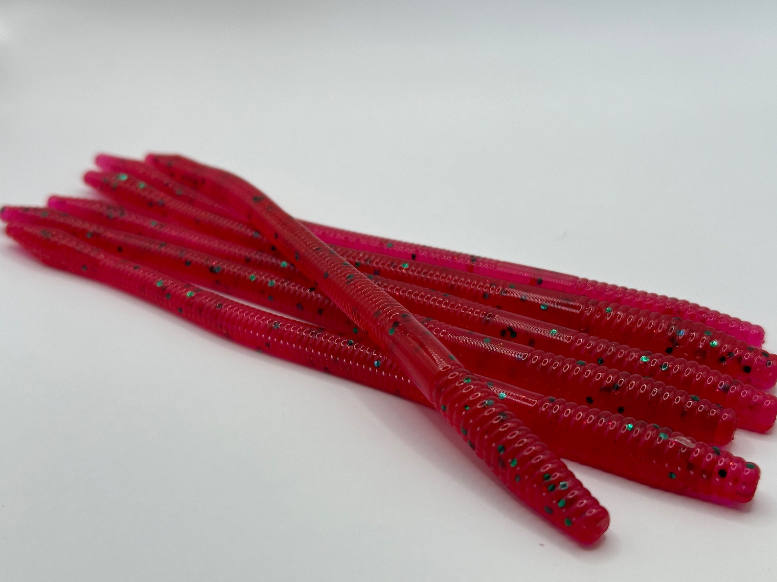Strawberry 6” Finesse Worm, Pack of 12, Soft Plastic Bait, Fishing Lure ...