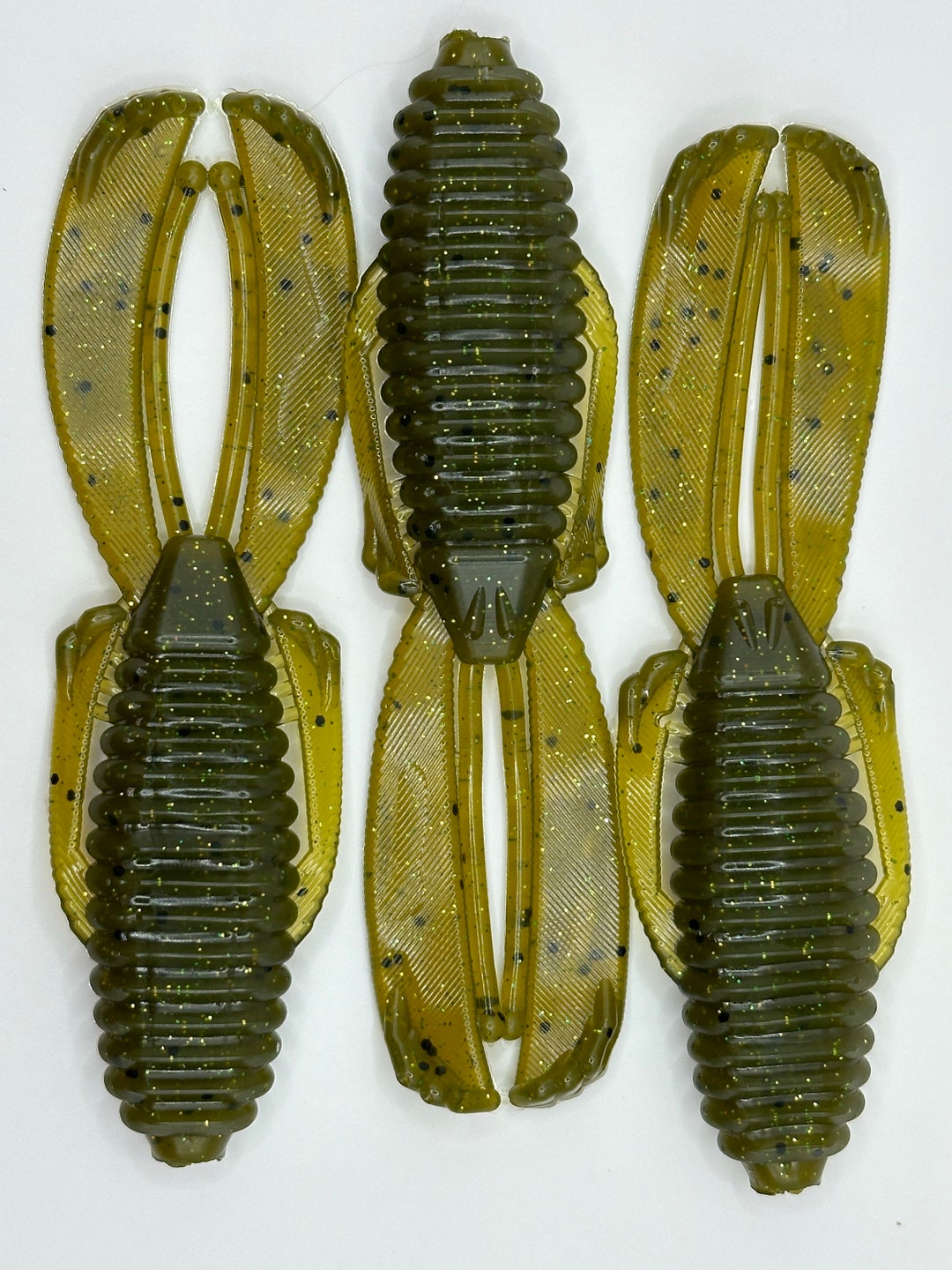 Green Pumpkin Green 4" Water Bug, Pack of 8, Creature Bait, Soft ...