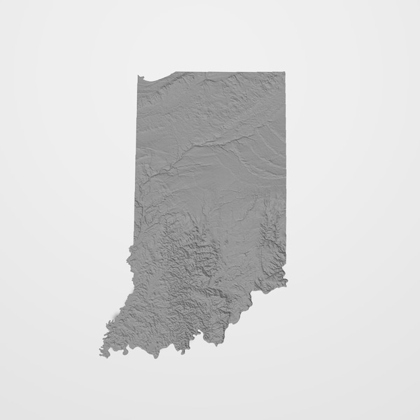 3d Topographical Map Indiana - Etsy