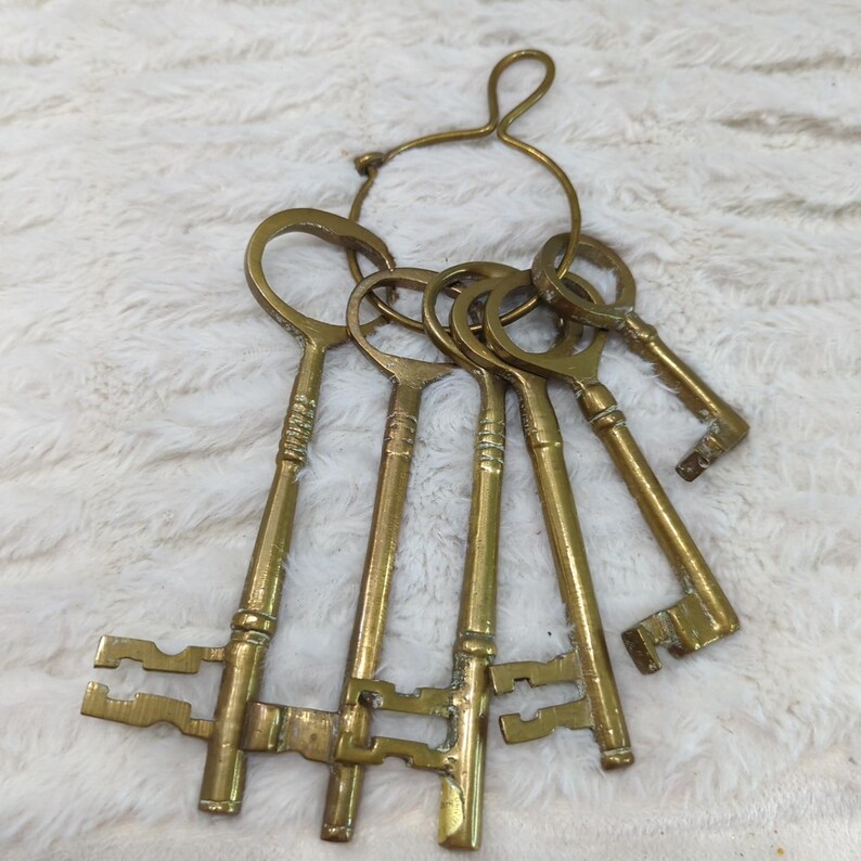 Vintage Genuine Solid Brass Set of 6 Skeleton Keys - Etsy