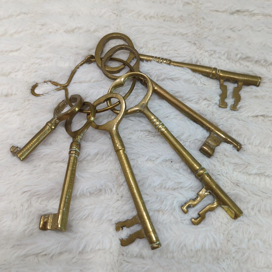 Vintage Genuine Solid Brass Set of 6 Skeleton Keys - Etsy