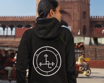 Of the Lilith Sigil Hoodie With Front Pocket Grey and Black Witchy ...