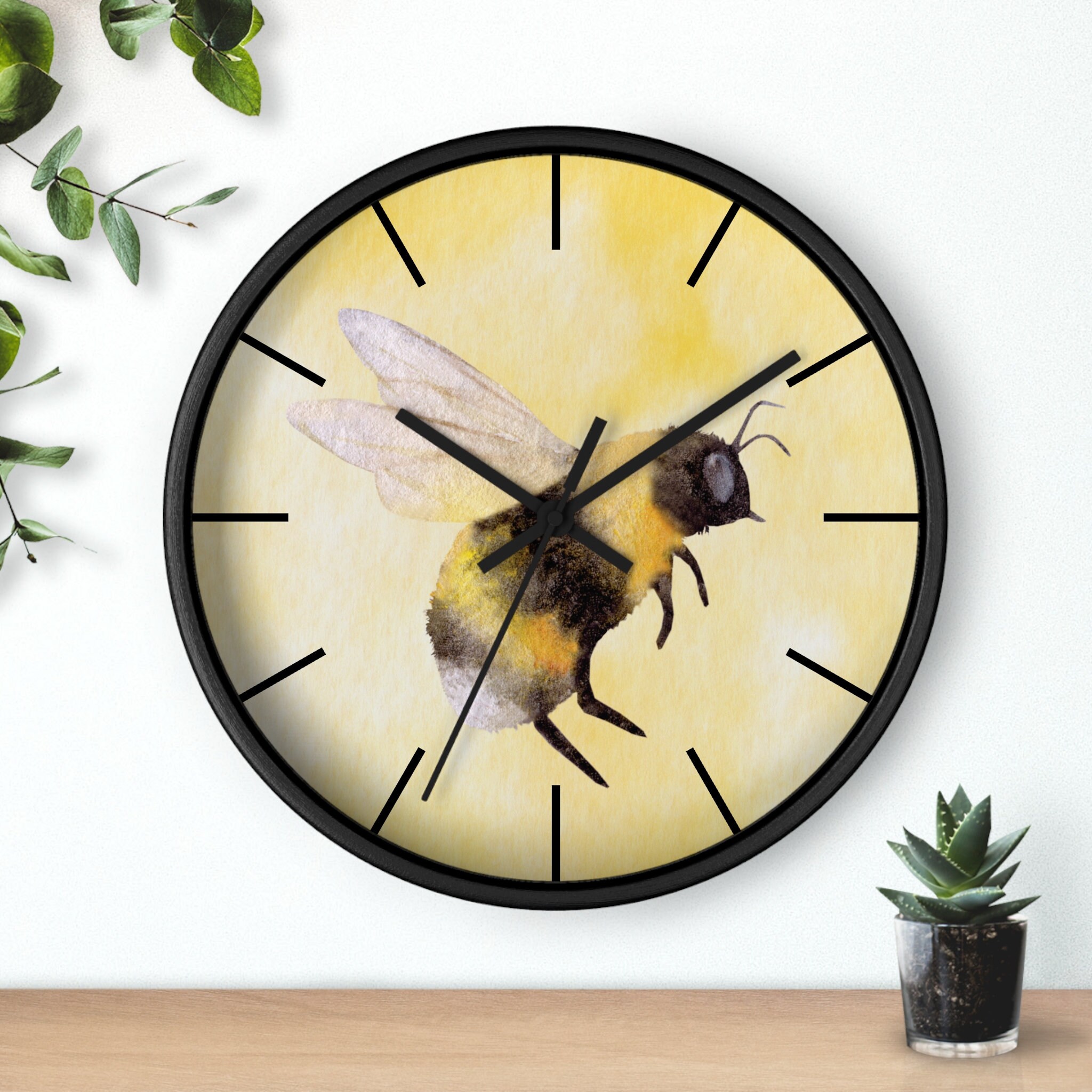 Watercolor Honeybee Wall Clock Bees Garden Country Home - Etsy