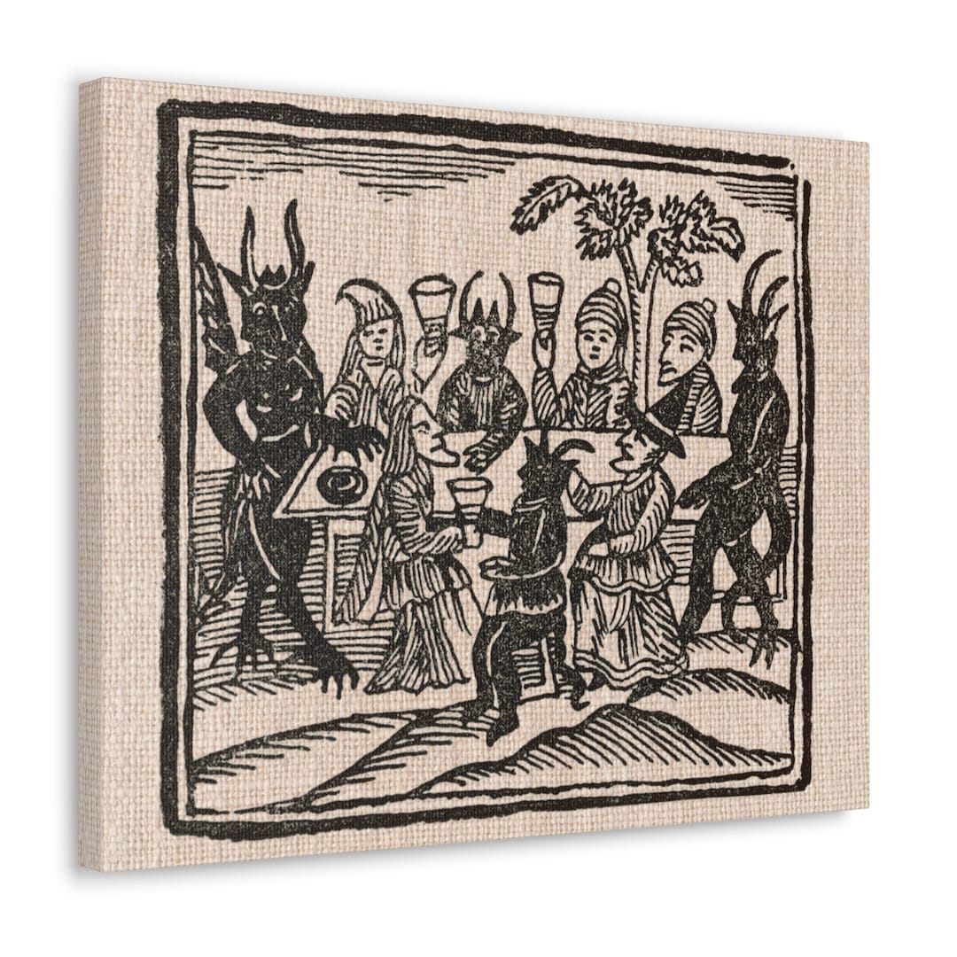 Witches and Demons Dining Canvas Print, Goth Dining Room Decor, Woodcut ...