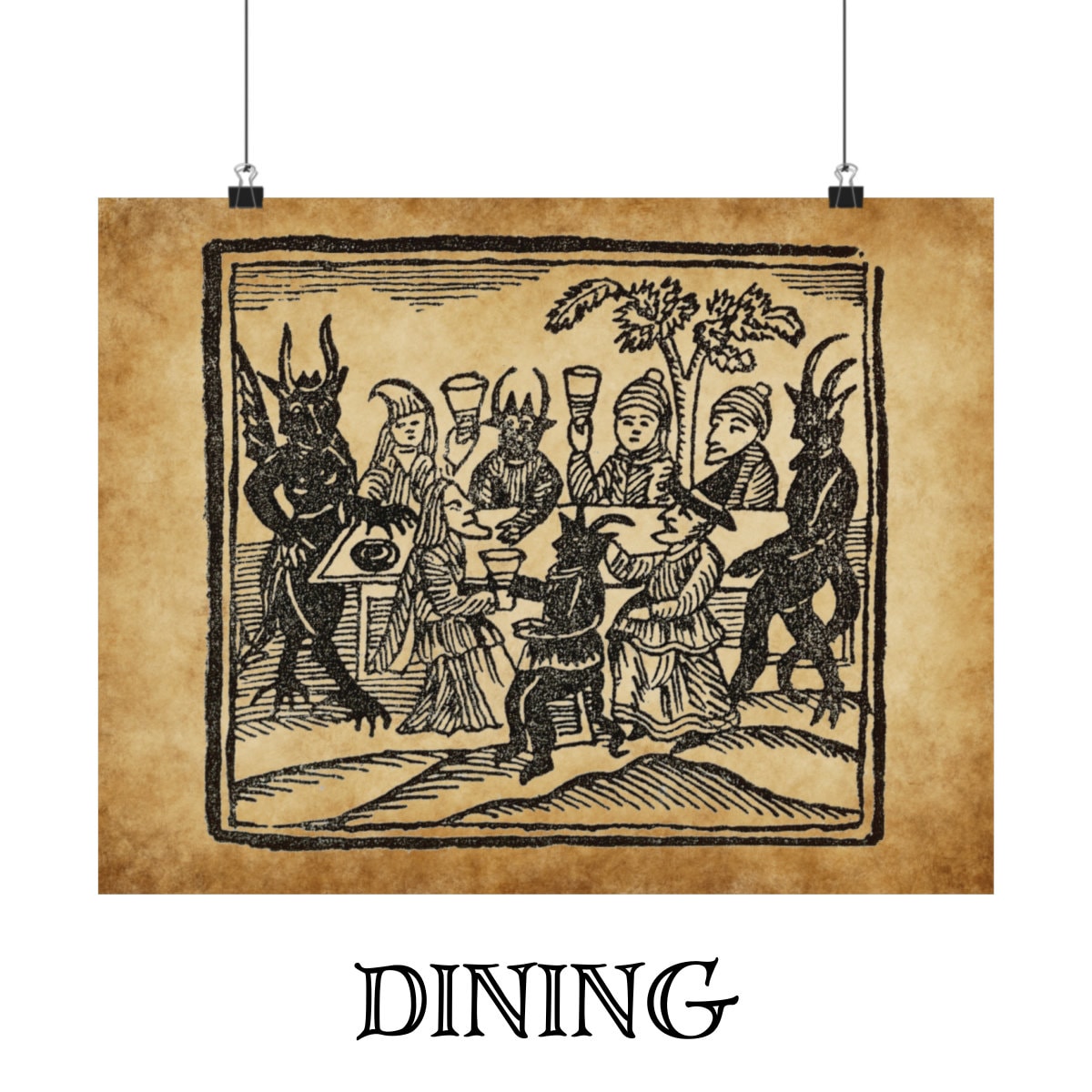 Witches and Devils Woodcut Prints, 1700s, Dancing, Dining, Flying, Historical Demons - Etsy