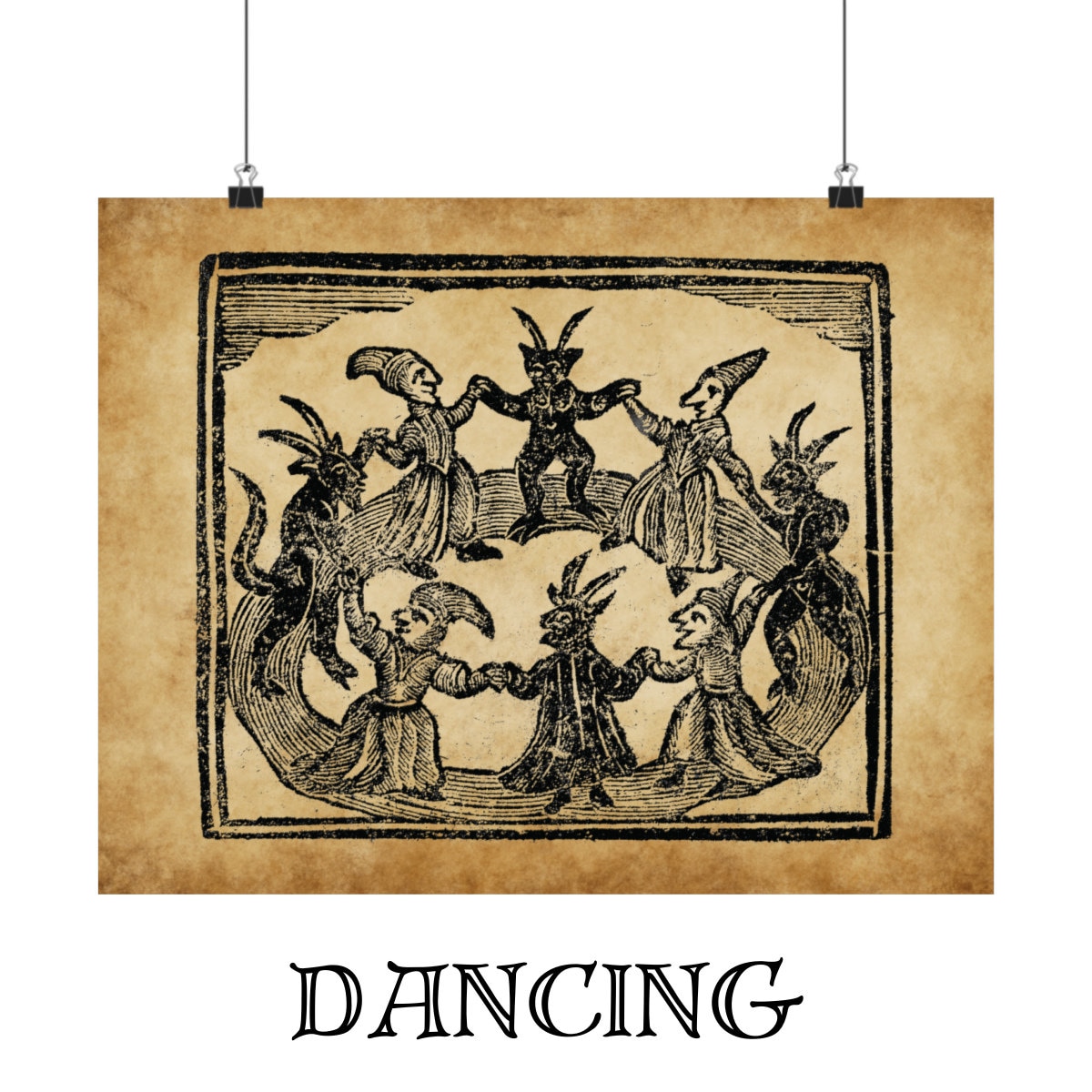 Witches and Devils Woodcut Prints, 1700s, Dancing, Dining, Flying, Historical Demons - Etsy