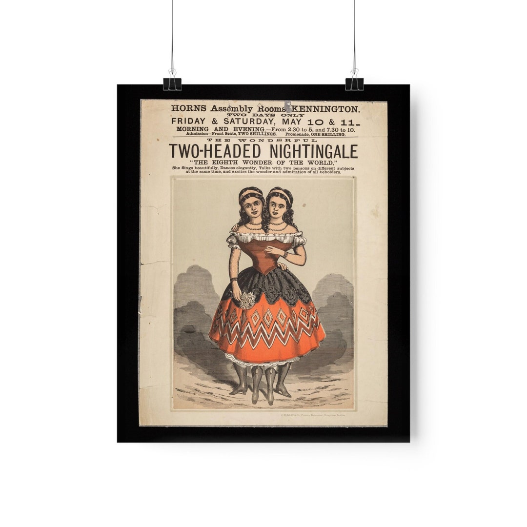 Two-headed Nightingale Vintage Ad Print, Sideshow Ad, Freak Show - Etsy