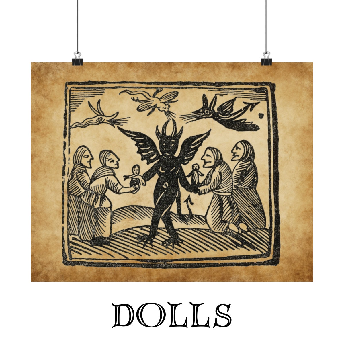 Witches and Devils Woodcut Prints, 1700s, Dancing, Dining, Flying, Historical Demons - Etsy