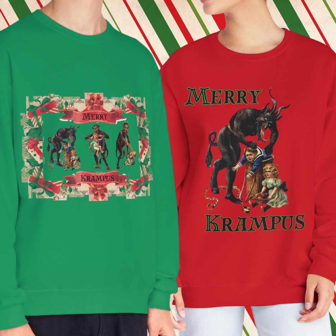Merry Krampus Sweatshirt, Weird Christmas Jumper, Strange Holiday Shirt ...