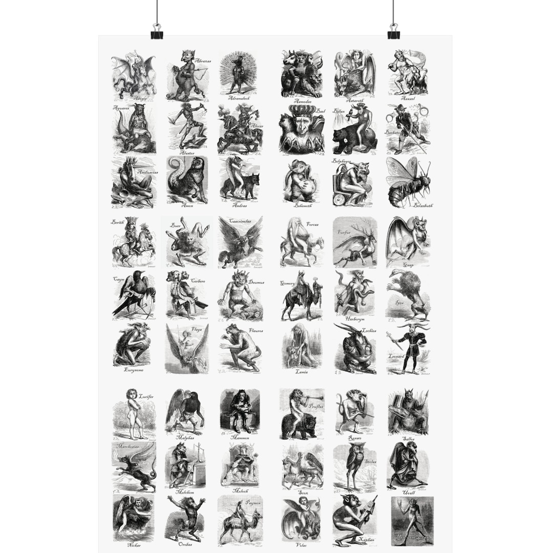 Ars Goetia Demons Poster, Dictionnaire Infernal, Vintage Illustrations ...
