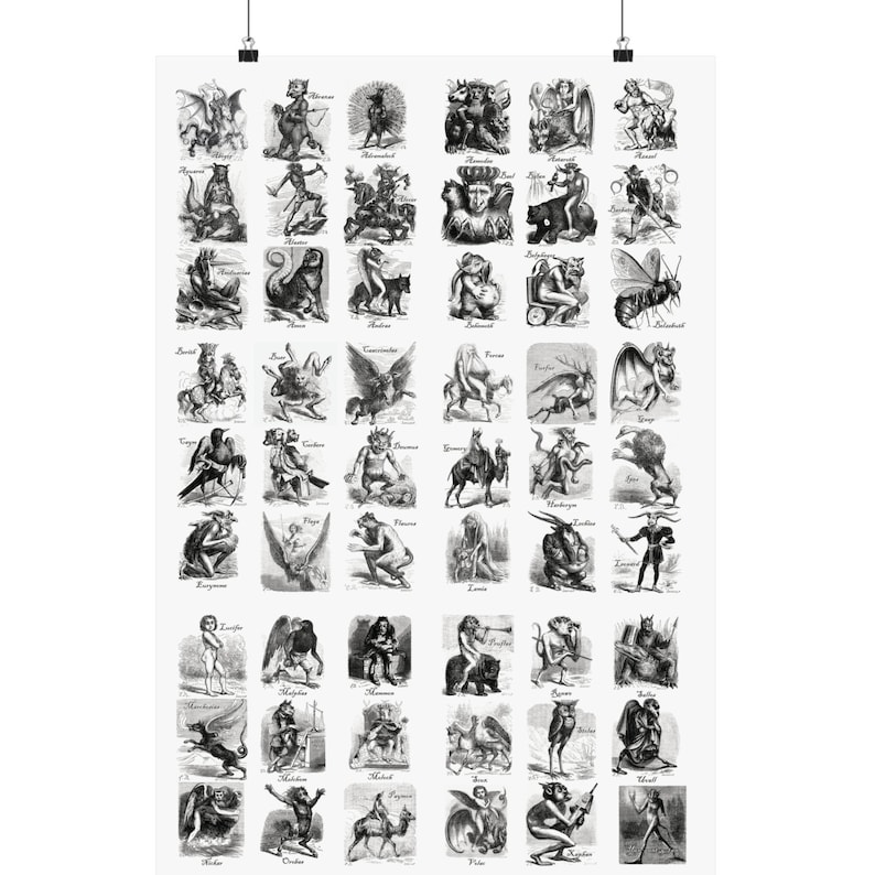 Ars Goetia Demons Poster, Dictionnaire Infernal, Vintage Illustrations ...