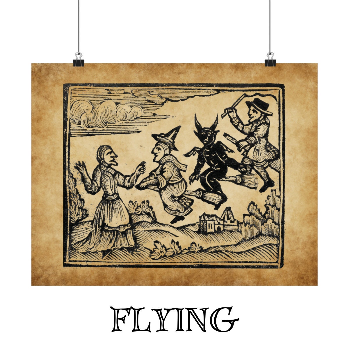 Witches and Devils Woodcut Prints, 1700s, Dancing, Dining, Flying, Historical Demons - Etsy