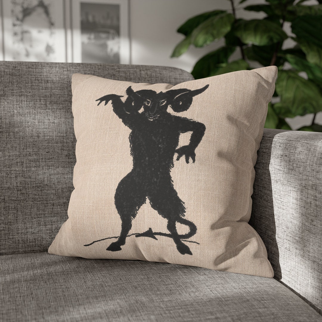 Demon Woodcut Accent Pillow, Medieval Devil Woodcut, Pillow Case ...