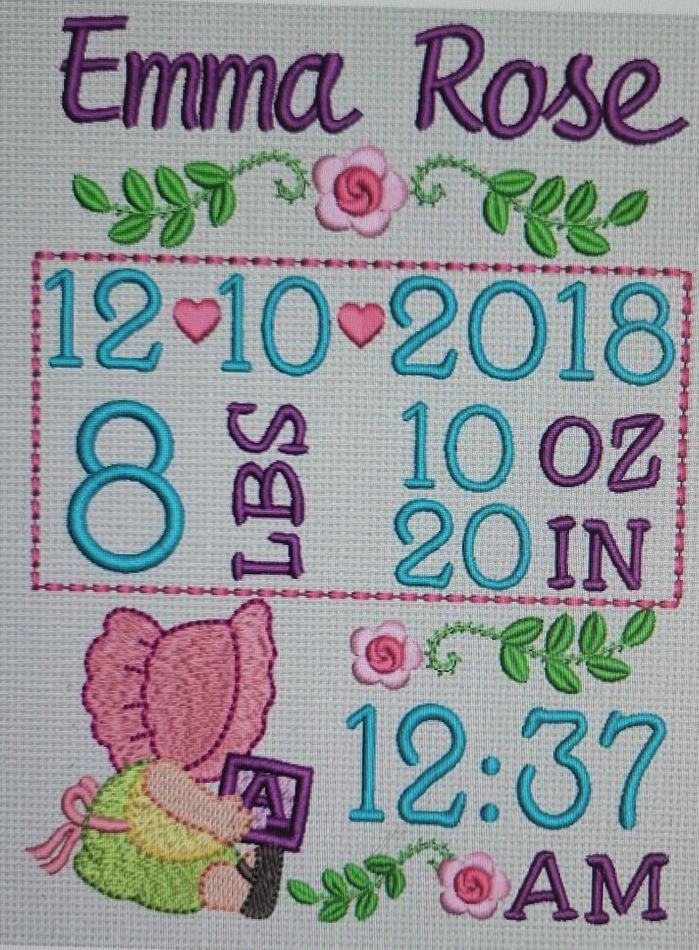 Embroidered, Personalized Baby Announcement Pillow Conver. Perfect New ...