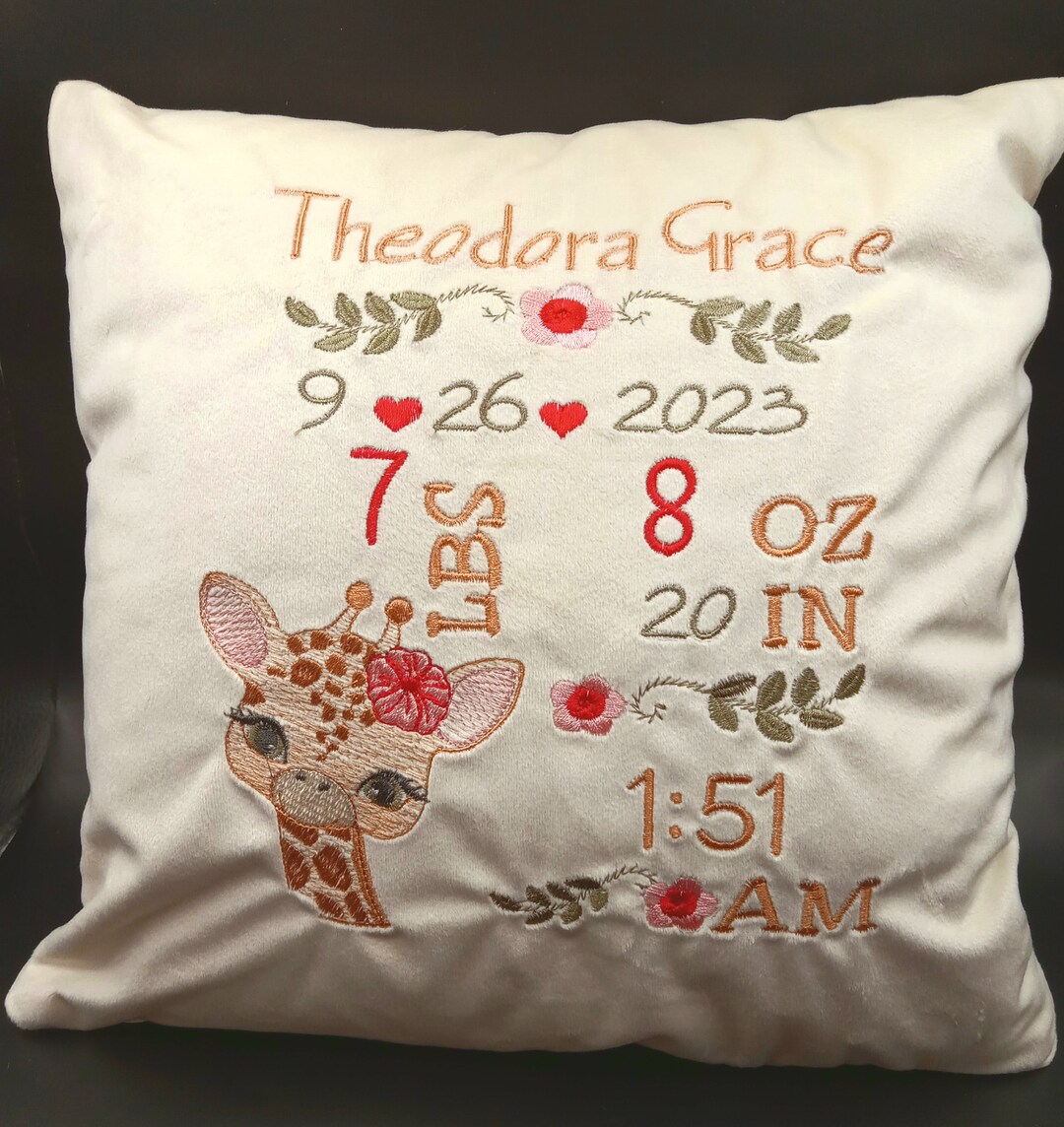 Embroidered, Personalized Baby Announcement Pillow Conver. Perfect New ...