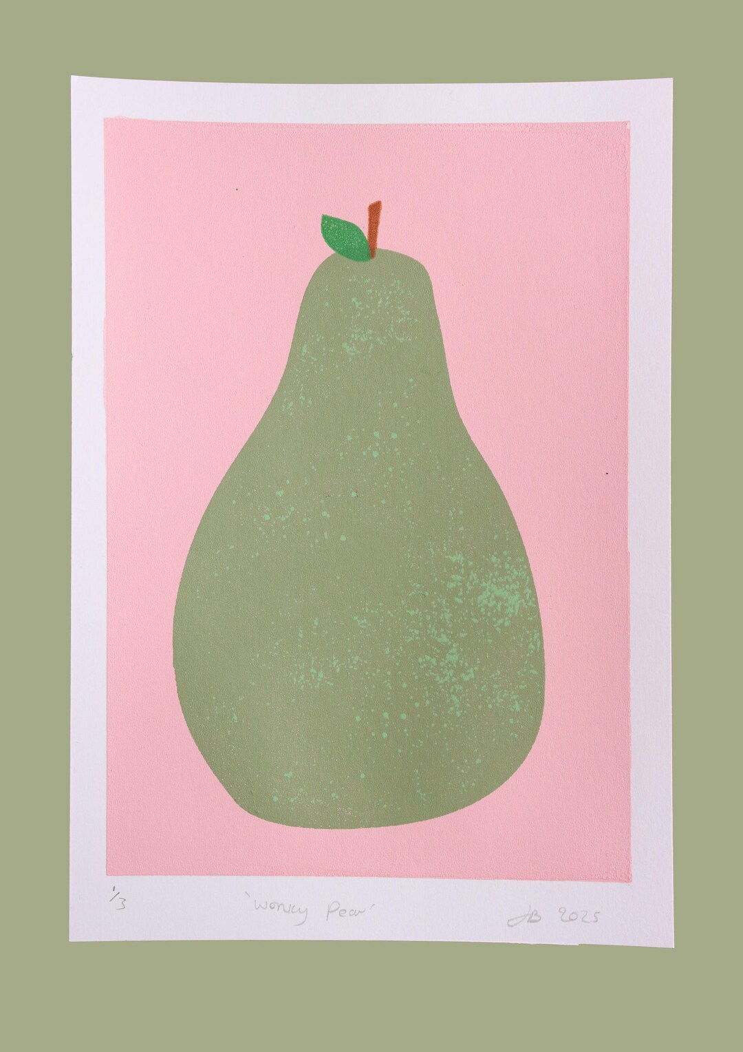 A5 ‘wonky Pear’ Print – Hand Printed Minimalist Screenprint – Green ...