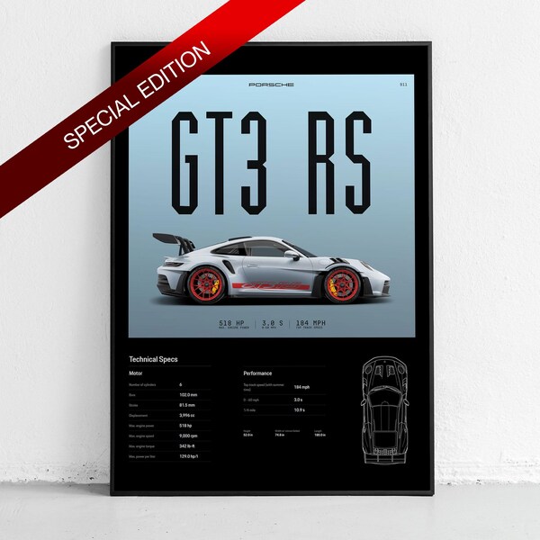 Porsche 911 Gt3 Rs Poster - Etsy
