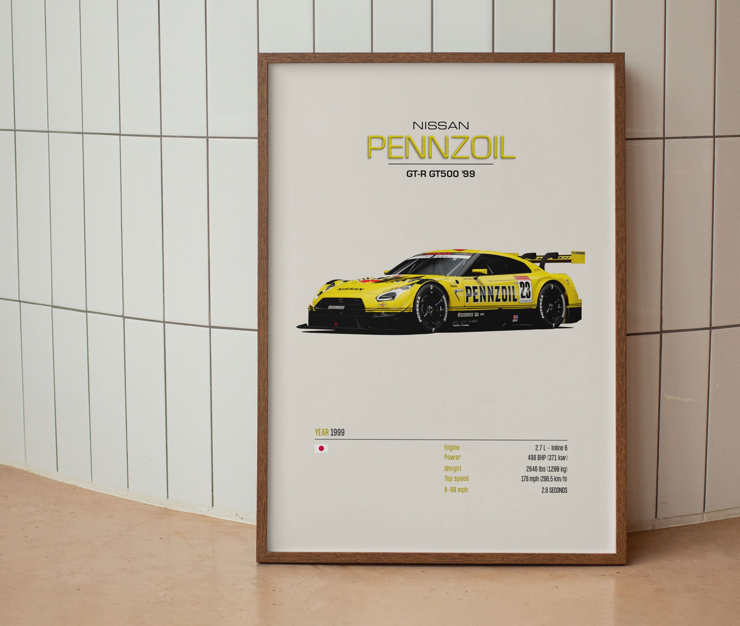 Nissan GT-R GT500 99 Gran Turismo Car Poster Nissan PENNZOIL Nismo GT-R ...
