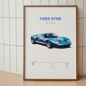 Ford GT40 Poster GT40 Poster Ford GT40 Ford GT40 Wall Art Vintage ...