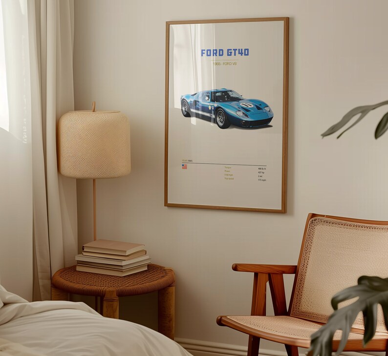 Ford GT40 Poster GT40 Poster Ford GT40 Ford GT40 Wall Art Vintage ...